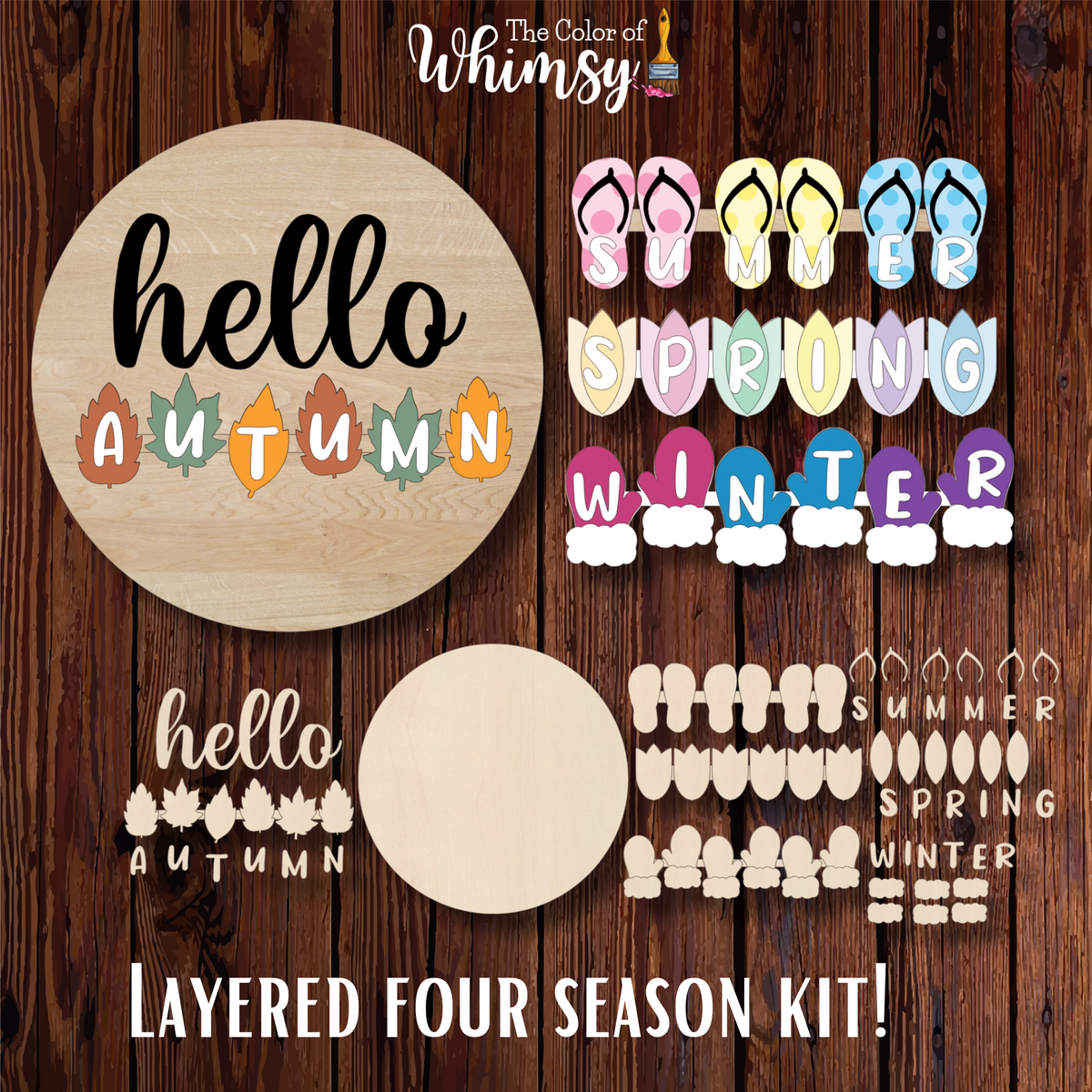 Hello Seasons Layered Round Door Hanger or Wall Decor – The Color of Whimsy