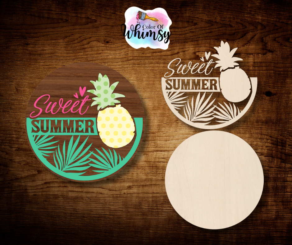 Sweet Sumer Pineapple Sign Layered Unfinished Wood Blanks For Door ...
