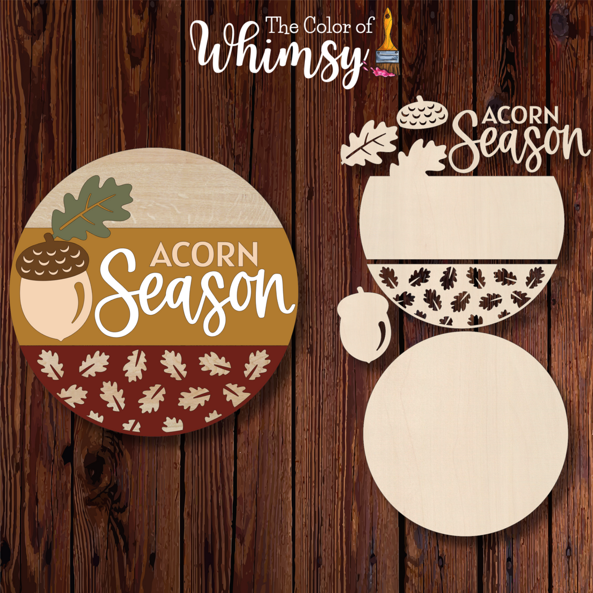 Acorn Season Door Unfinished Wood Door Hanger or Sign and Wreath ...