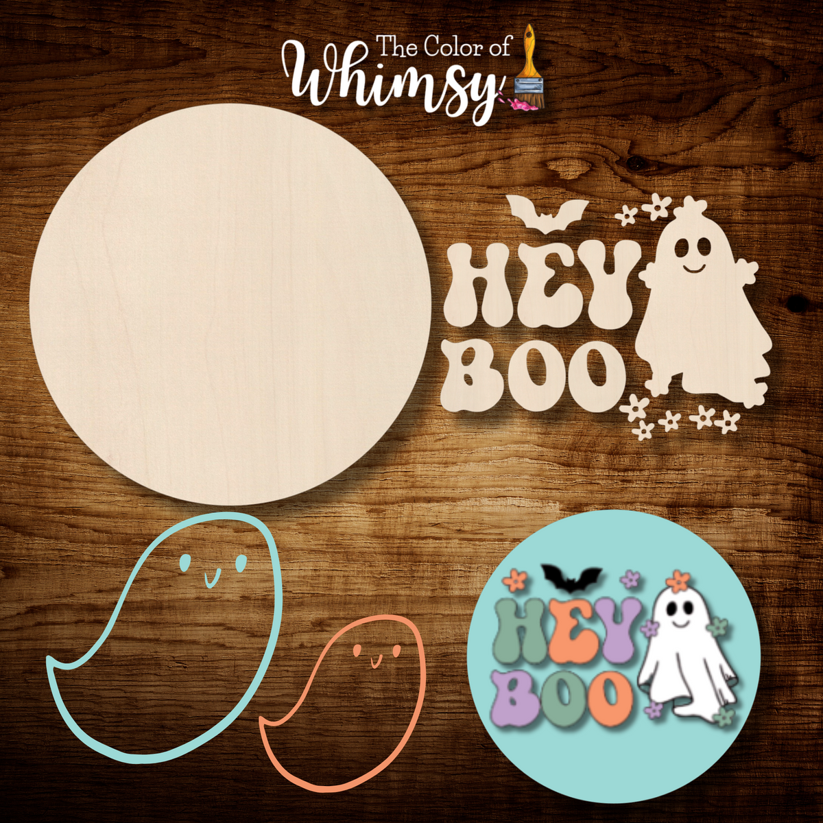 Hey Boo Ghost Sign Unfinished Wood Shape For Door Hanger or Sign – The ...