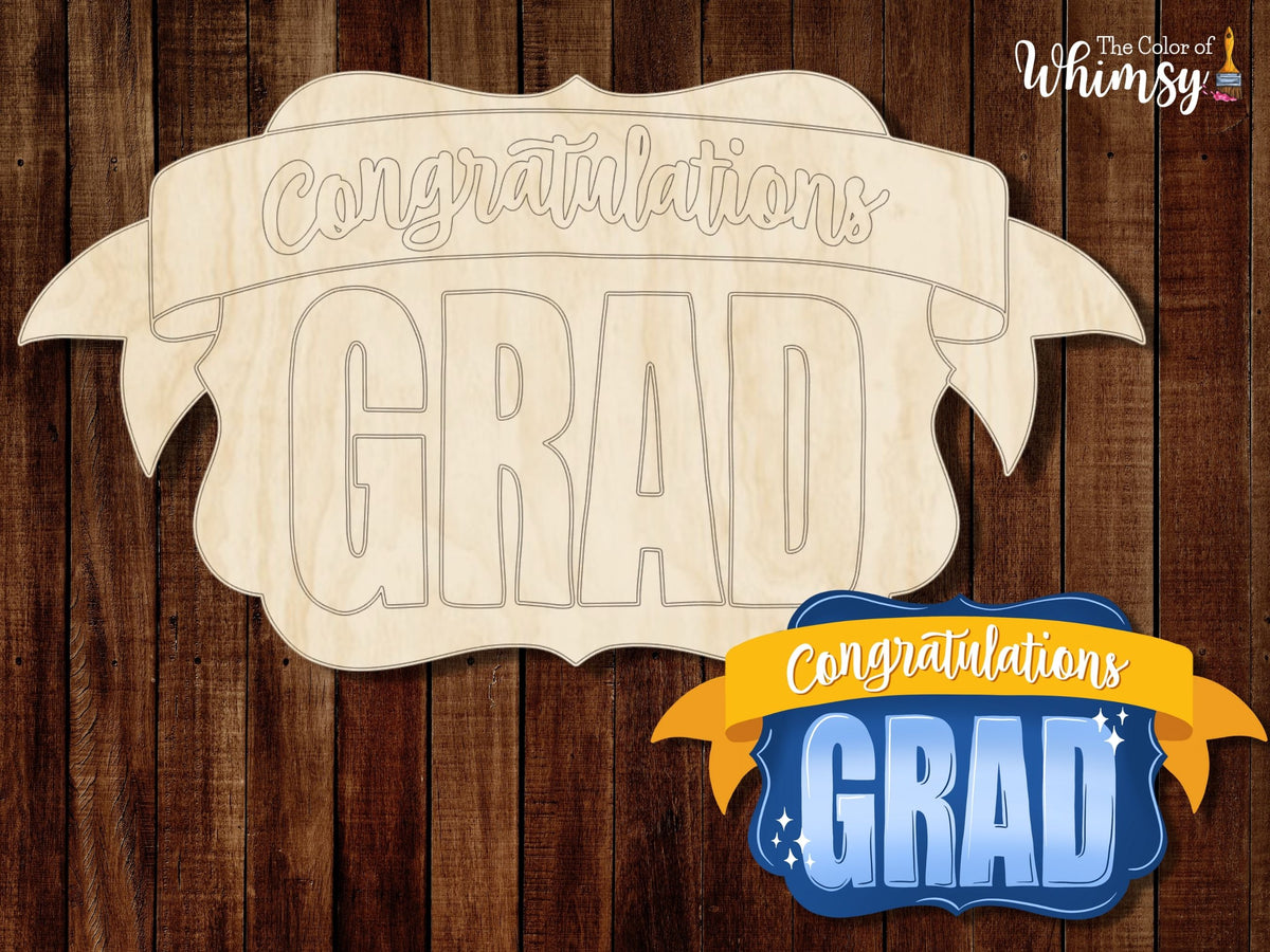 Congratulations Grad Unfinished Wood Shape For Door Hanger or Sign and ...