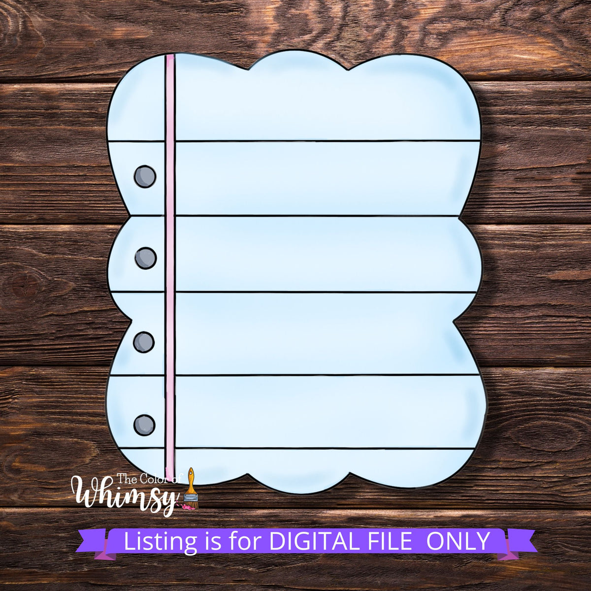 School Notebook Paper SVG Digital Cut File – The Color of Whimsy